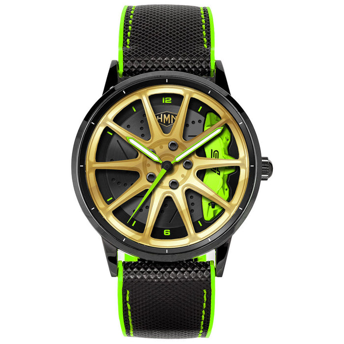 HMN BRZ Performance Gold Wheel - Spinning Subaru Wheel Watch for Men ...